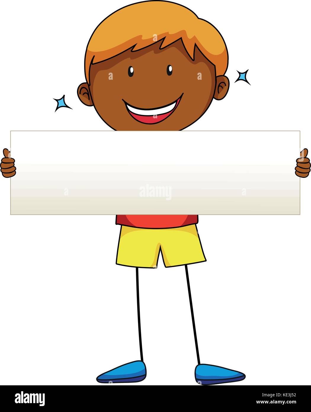 Happy boy holding white paper illustration Stock Vector Image & Art - Alamy