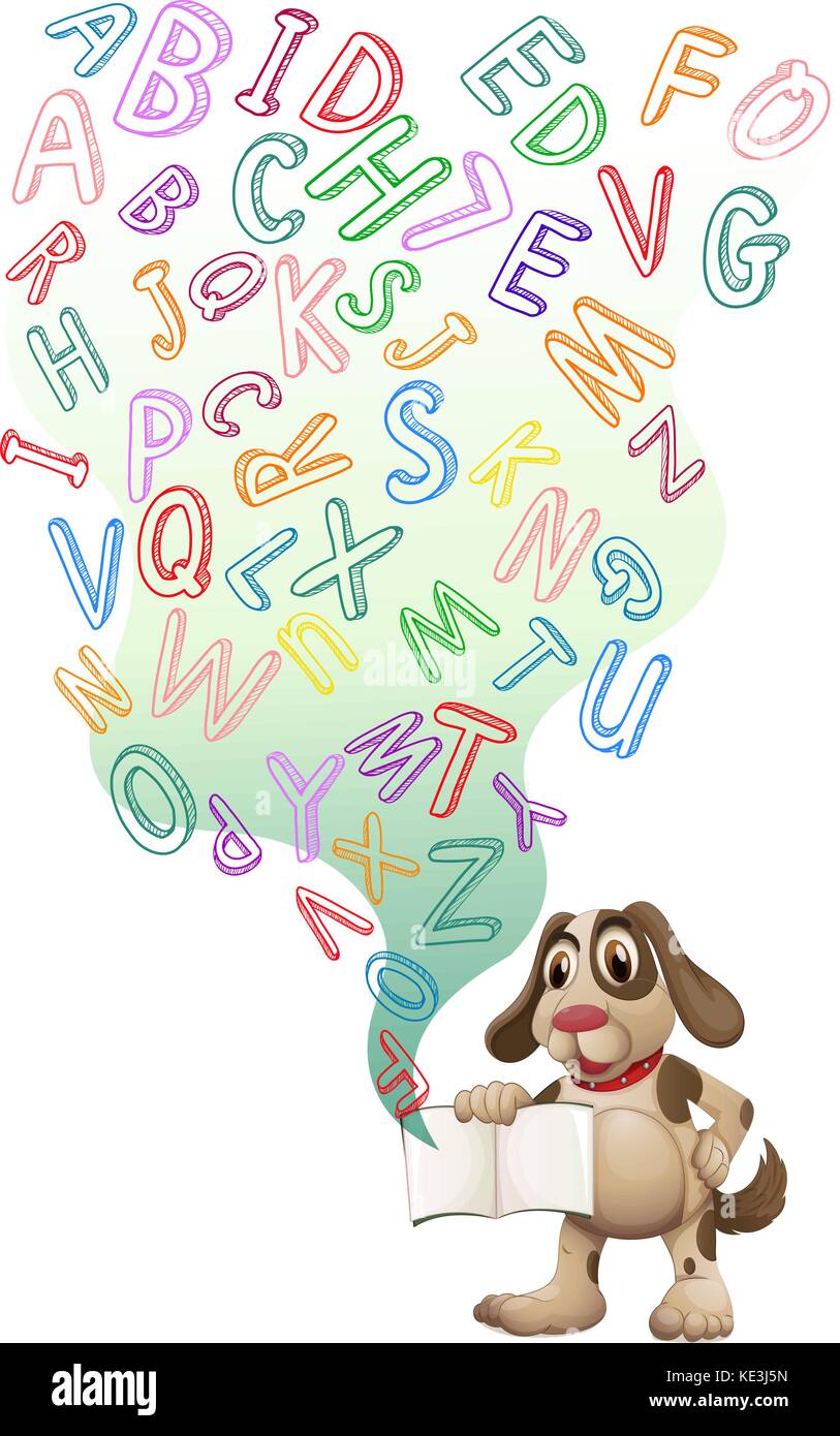 Dog reading english book illustration Stock Vector Image & Art - Alamy