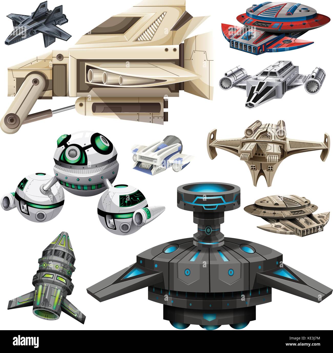Different design of spaceships illustration Stock Vector Image & Art ...