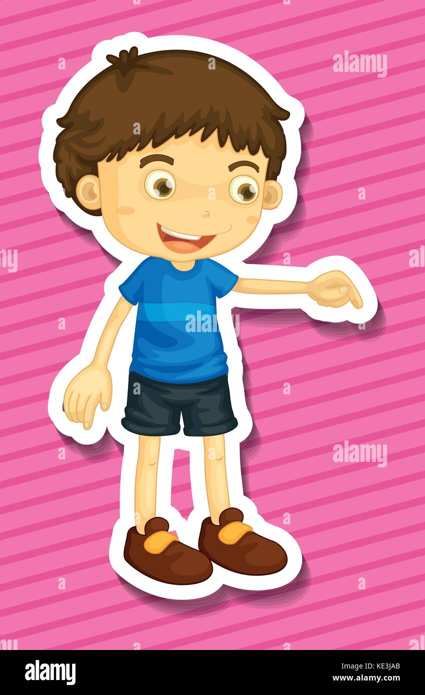 Little boy pointing down the floor illustration Stock Vector Image ...