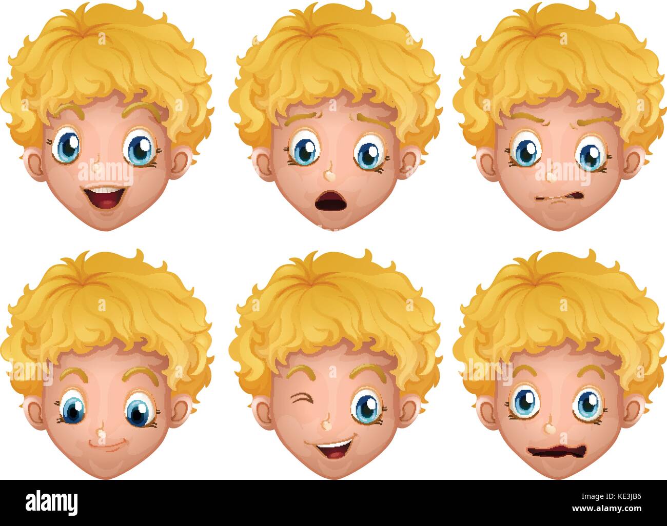 Boy different facial expressions illustration hi-res stock photography ...