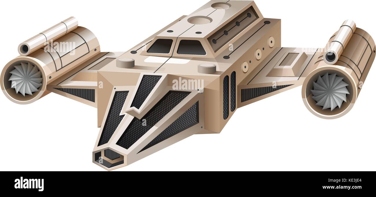 Modern spaceship flying on white background illustration Stock Vector ...