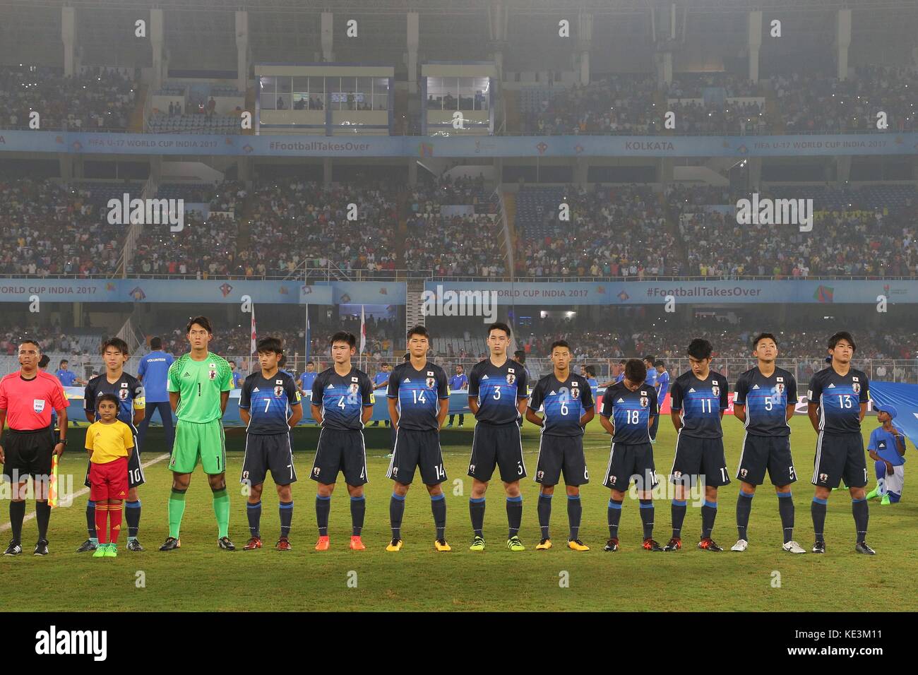 Kolkata, India. 17th Oct, 2017. U-17 Japan team group line-up (JPN ...