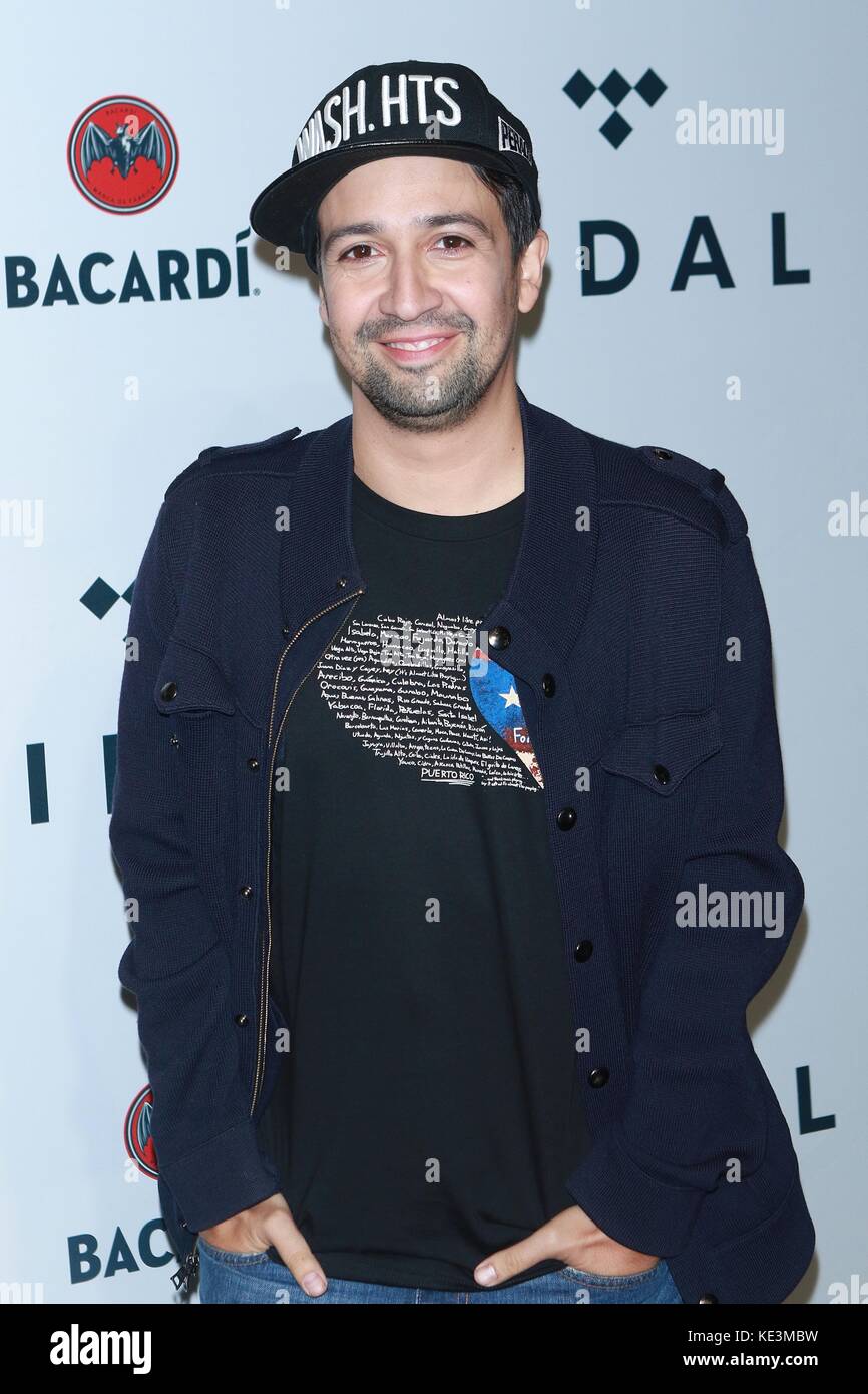 New York, NY, USA. 17th Oct, 2017. Lin-Manuel Miranda at TIDAL X ...