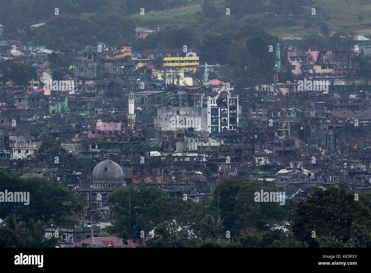 Marawi, Philippines. 18th Oct, 2017. Devastated houses and buildings ...