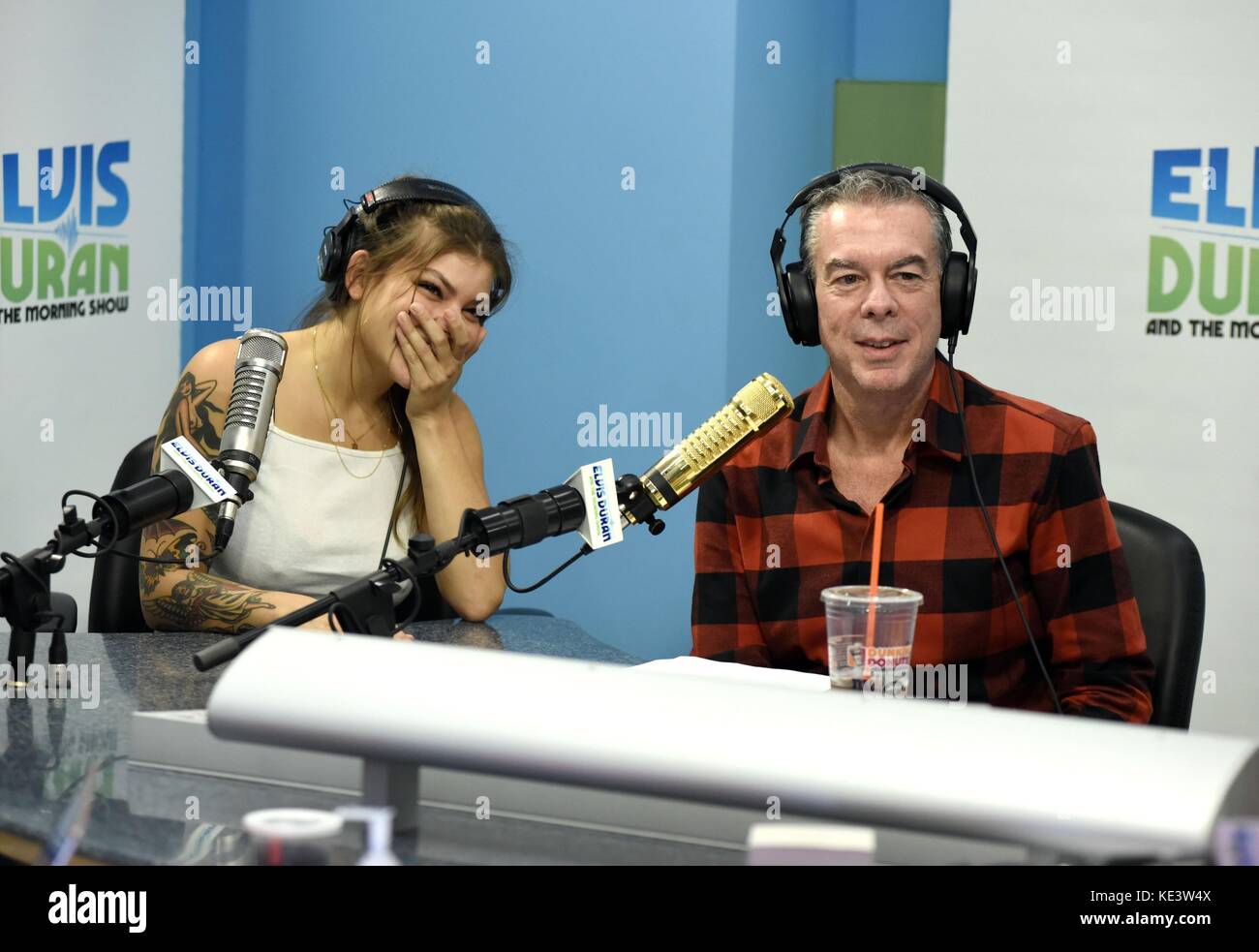 New York, NY, USA. 18th Oct, 2017. Donna Missal, Elvis Duran out and ...