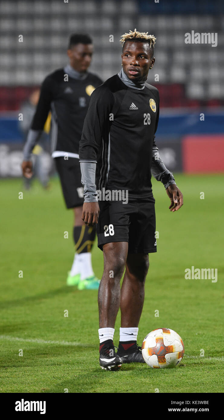FC Fastav Zlin players Ubong Moses Ekpai, front, and Ibrahim Benjamin ...