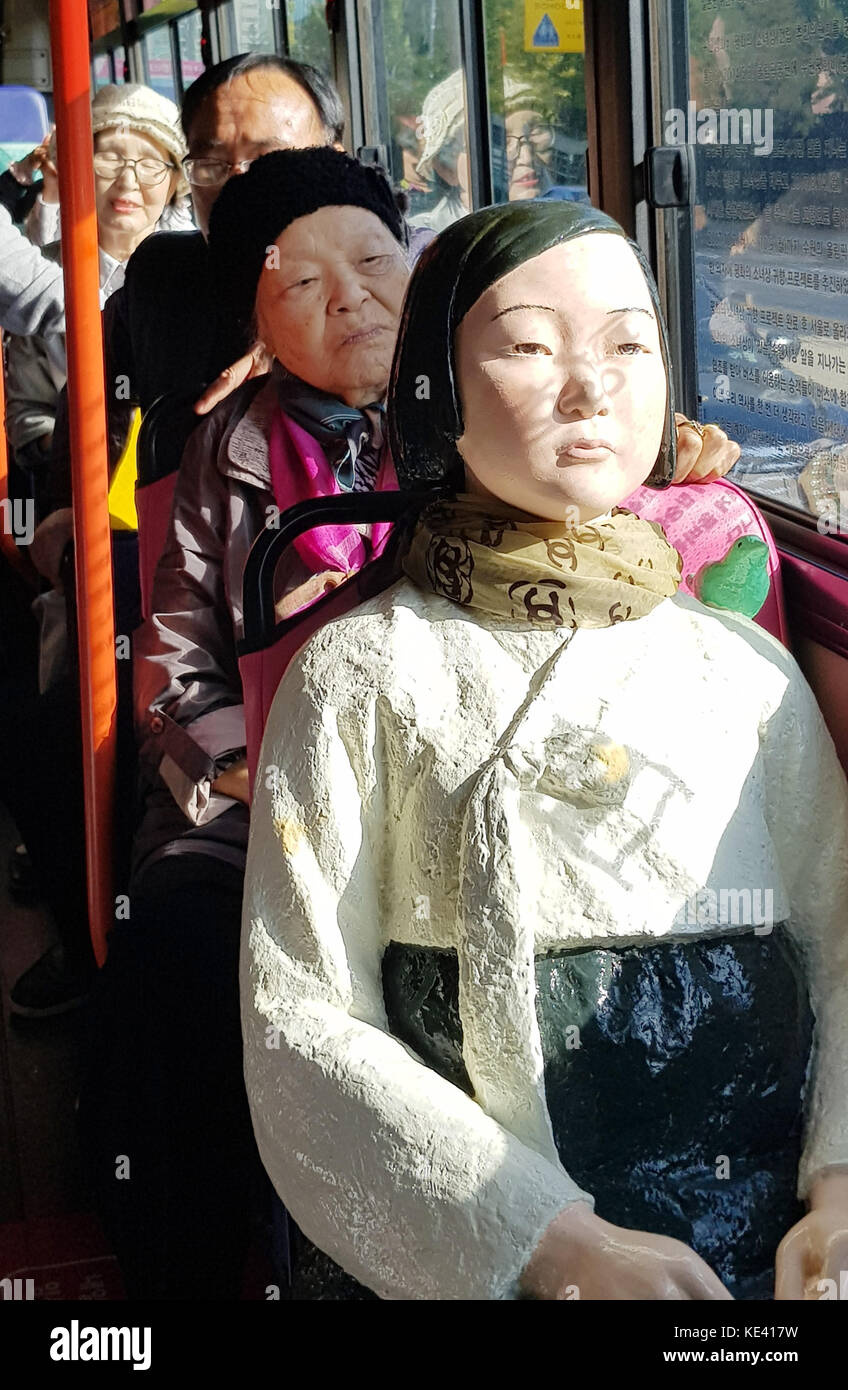 19th Oct 2017 Comfort Woman Statue On Bus A Comfort Woman Statue Is Installed On A City Bus