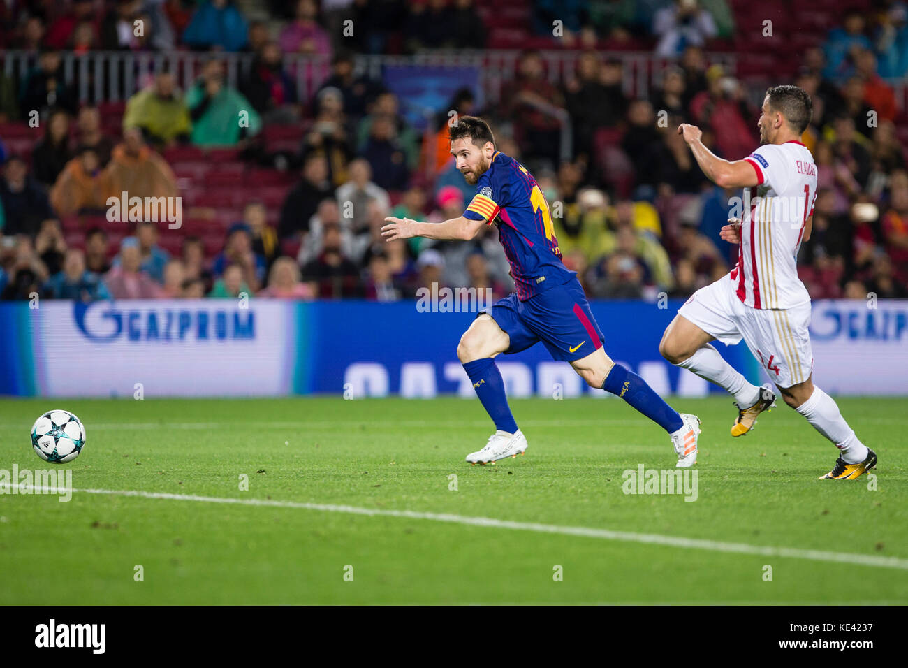 SPAIN - 18th of October: Lionel Messi and Omar Elabdellaoui during the ...