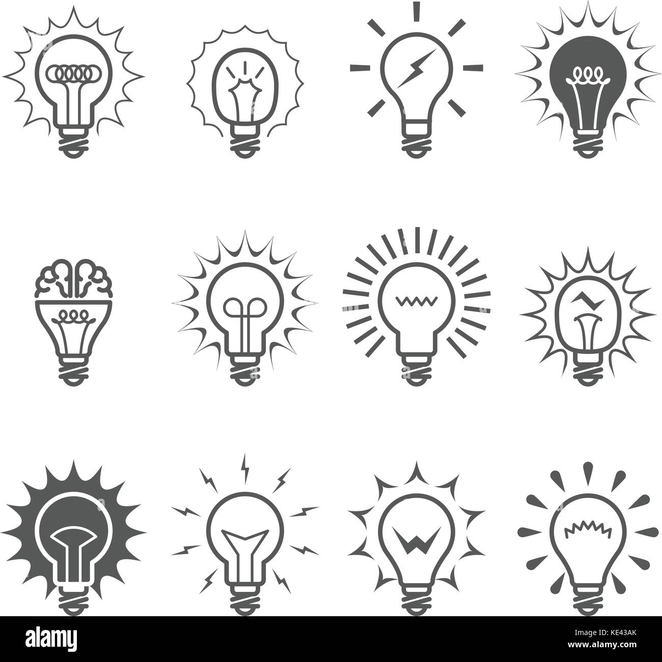 Light bulb icons - idea, innovation and inspiration symbols Stock ...