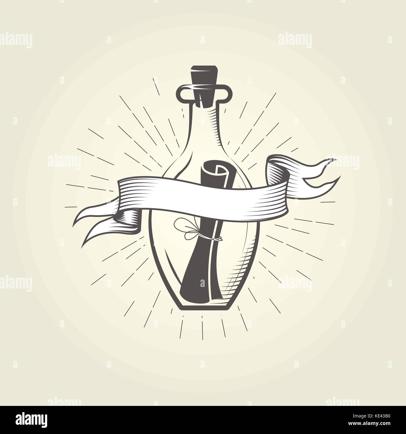 Vintage bottle with SOS message, scroll note Stock Vector Image & Art ...