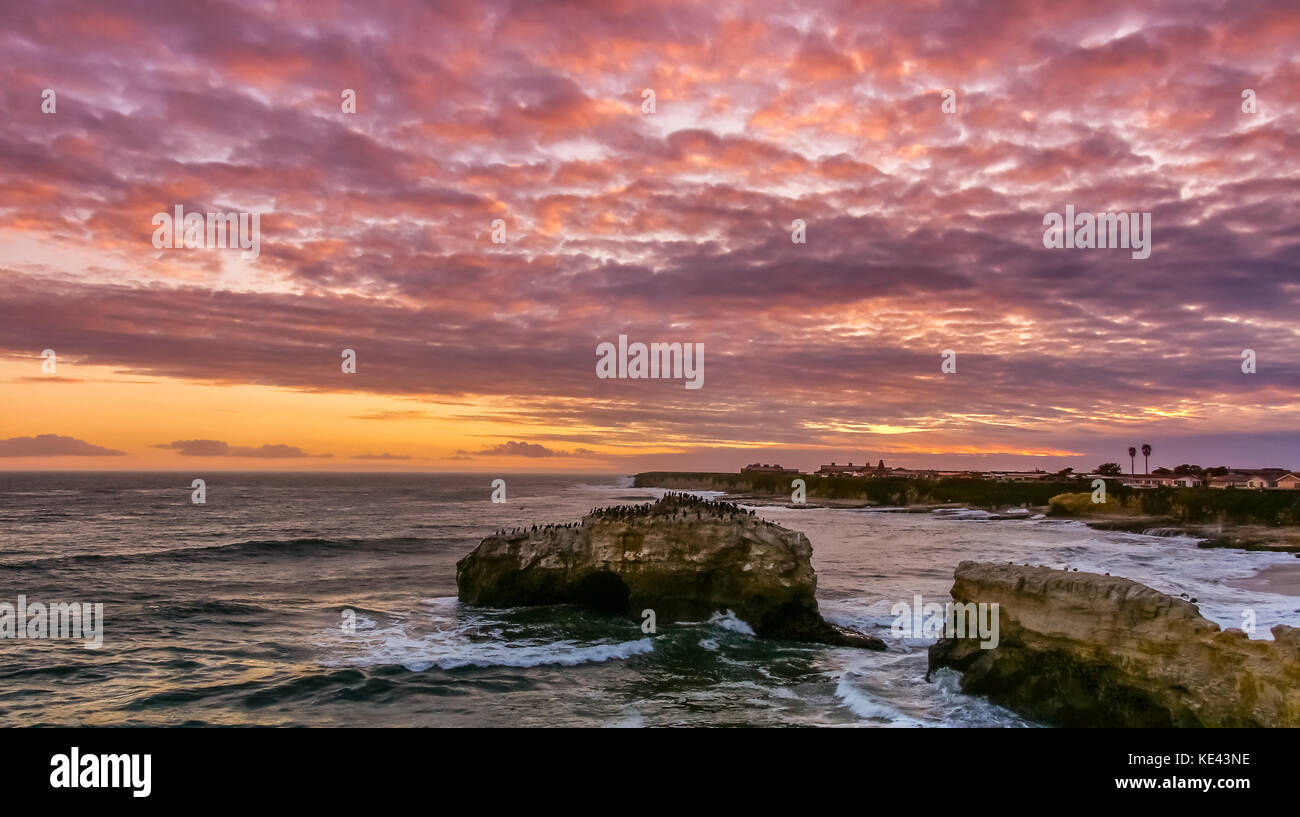 Stunning Sunset over Natural Bridges State Beach Stock Photo - Alamy