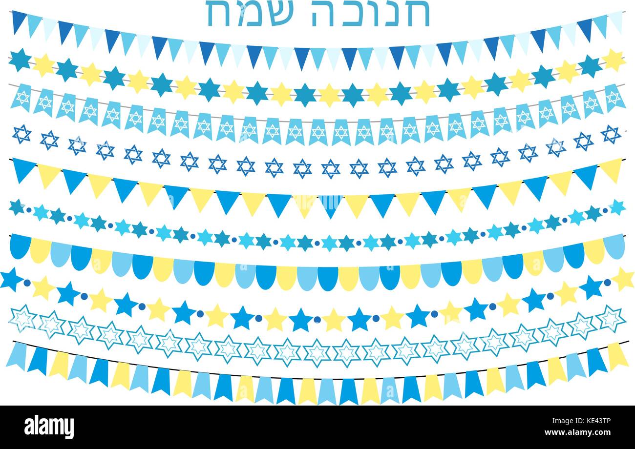 Happy hanukkah set of garlands, bunting, flags. Collection of design ...
