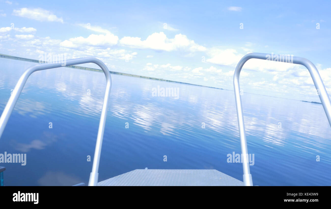 Ship Nose Front View boat at sea. view from motorboat. Elegant modern ...