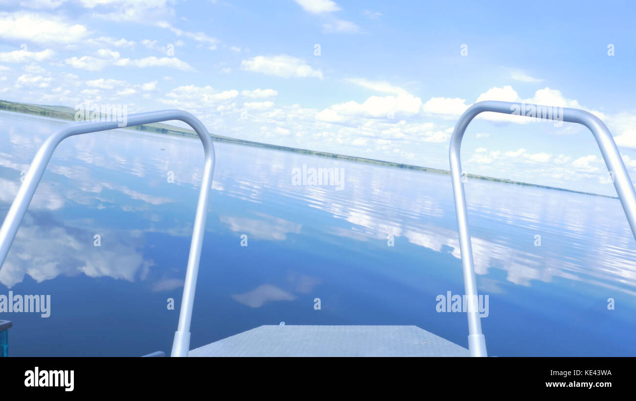 Ship Nose Front View boat at sea. view from motorboat. Elegant modern ...