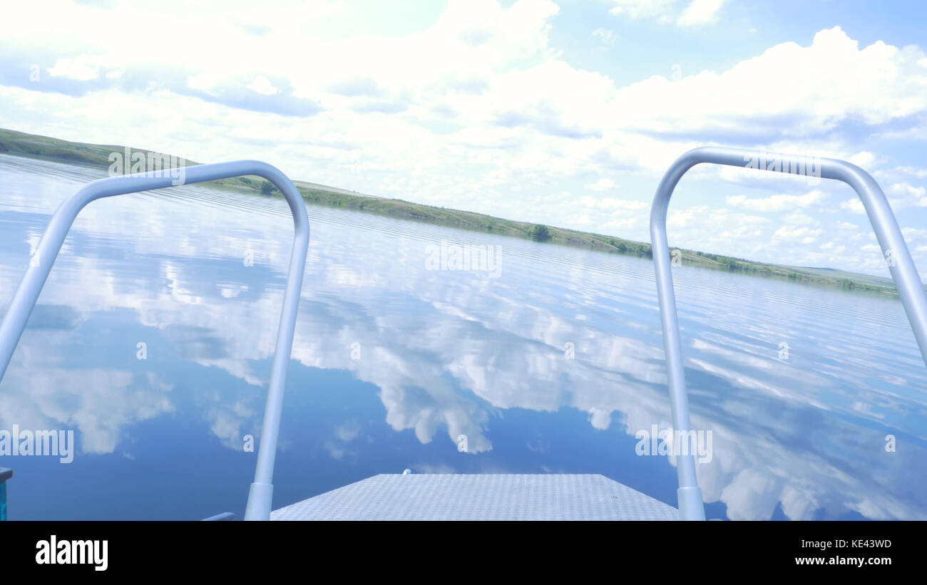 Ship Nose Front View boat at sea. view from motorboat. Elegant modern ...