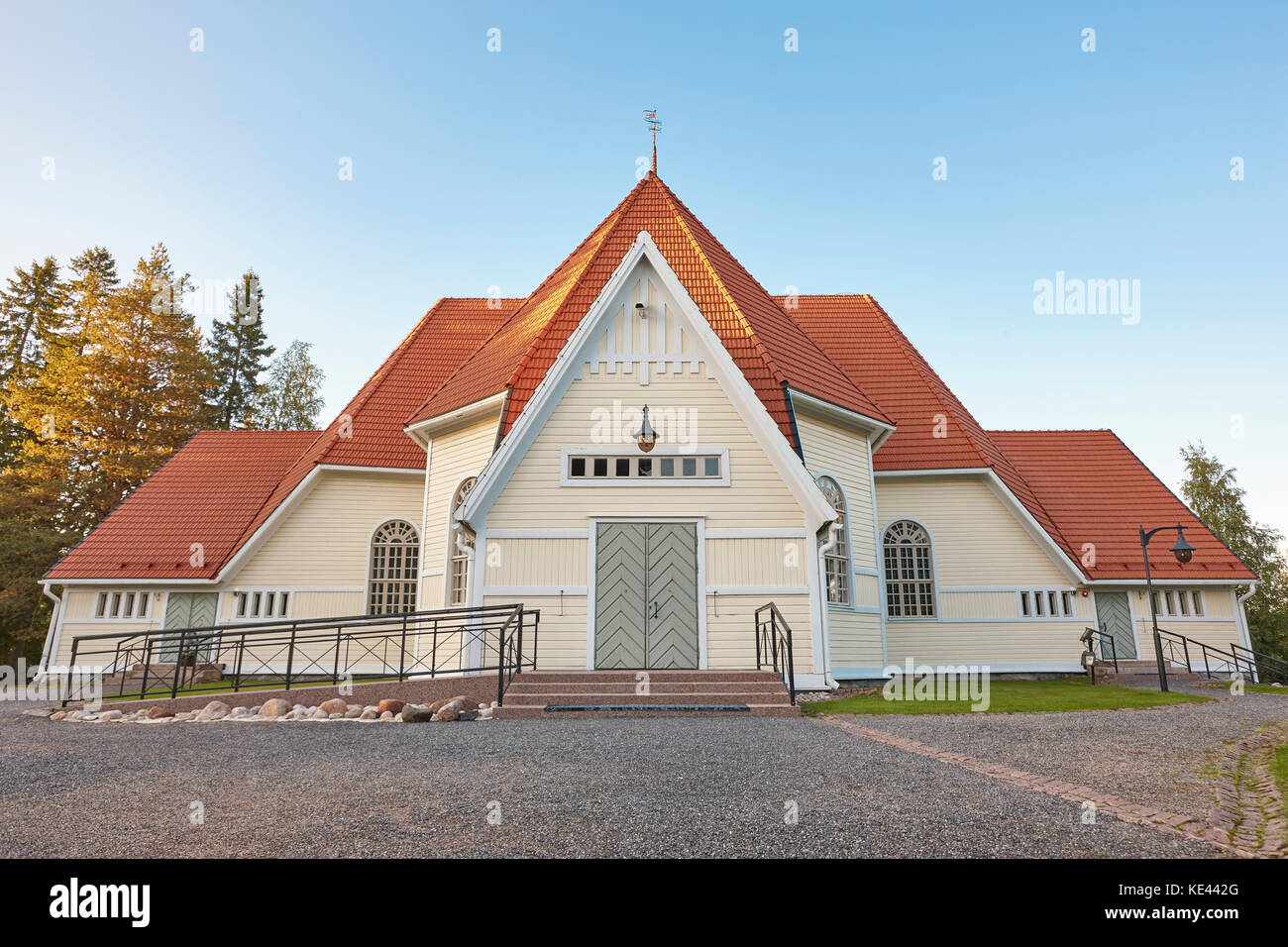 Traditional wooden church in Finland. Haukipudas. Finnish landmark ...