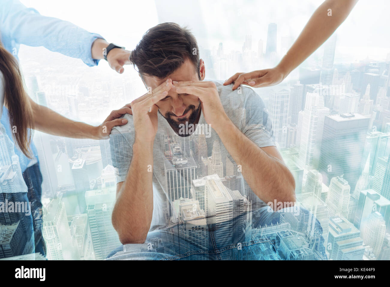 Young man feeling nervous and confused Stock Photo - Alamy