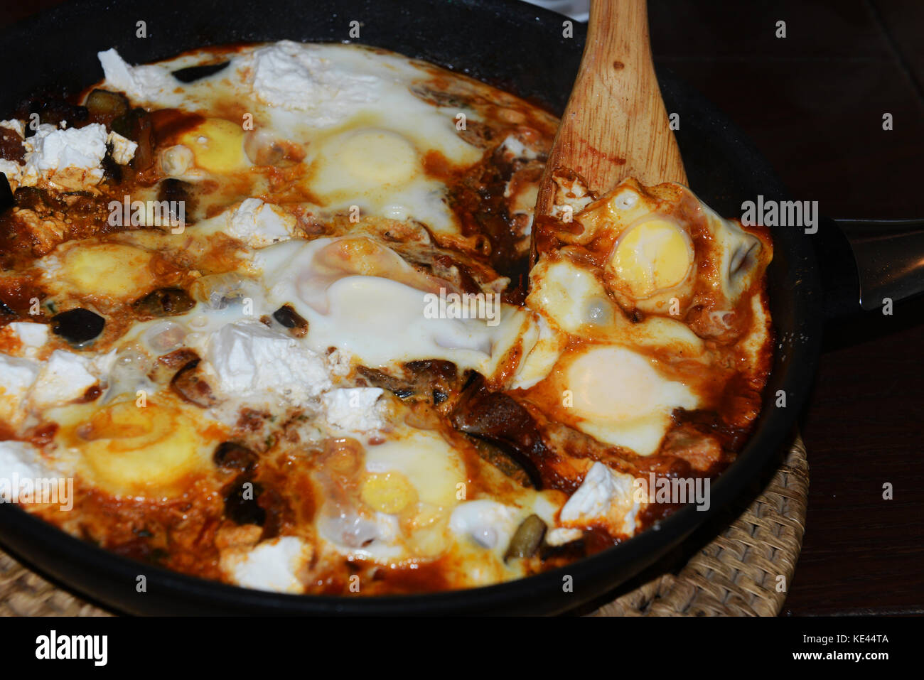 shakshuka served with fresh bread. Shakshuka is a popular breakfast ...