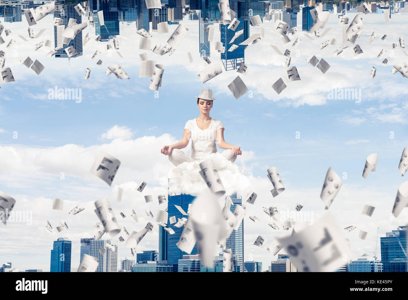 Young woman keeping mind conscious Stock Photo - Alamy