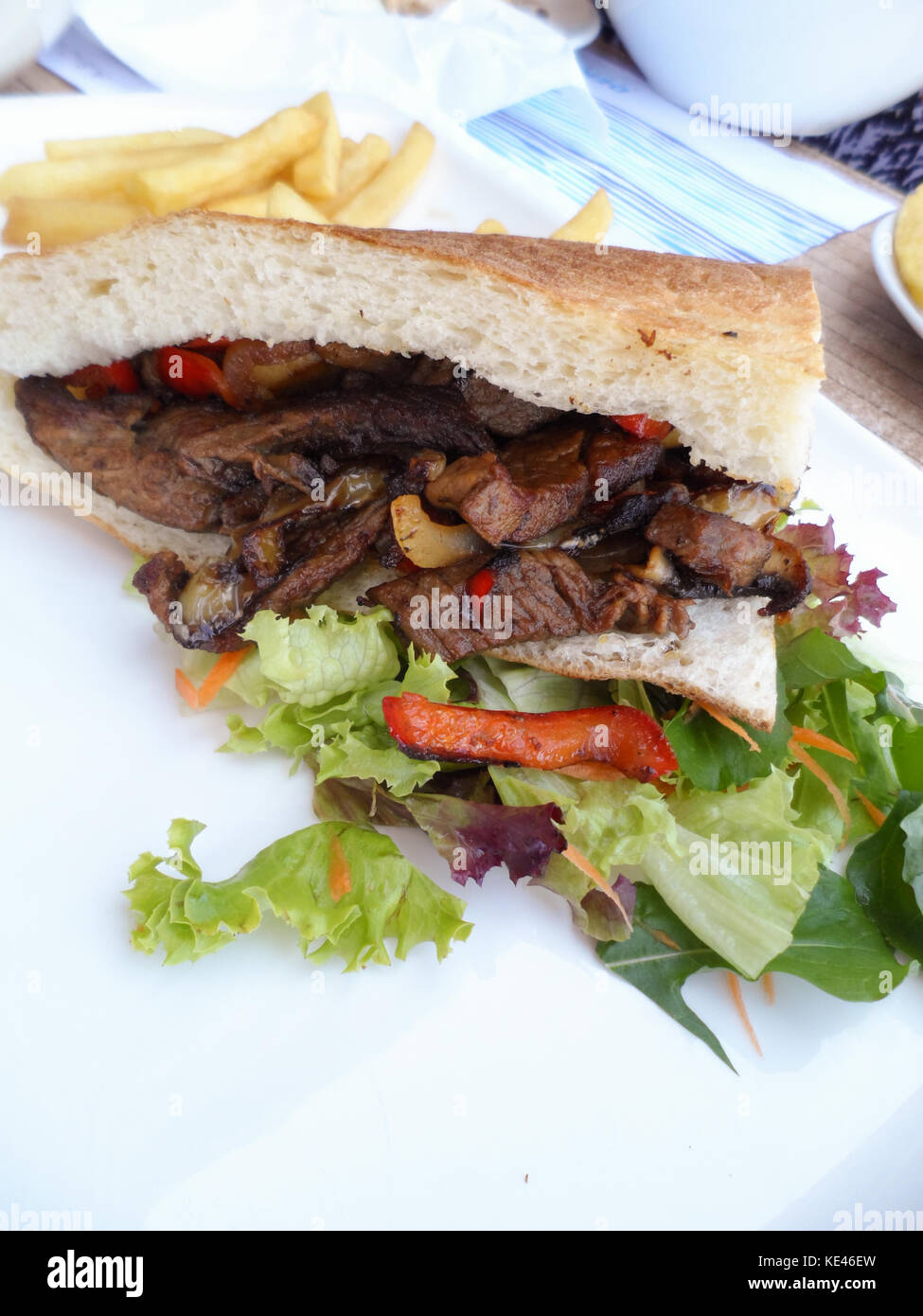 Turkish restaurant meal/snack of hot Beef sandwich (sıcak sığır ...