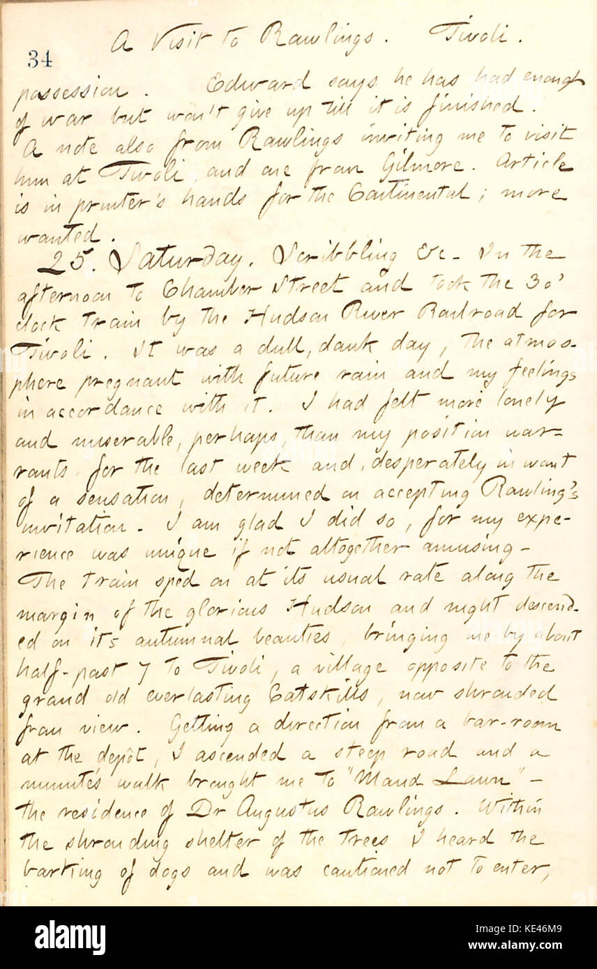 Thomas Butler Gunn Diaries Volume 21, page 39, October 24, 1862 Stock ...