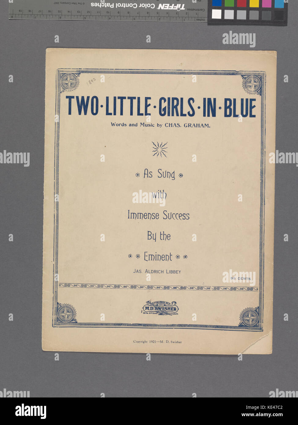 Two little girls in blue (NYPL Hades 449071 1157624 Stock Photo - Alamy