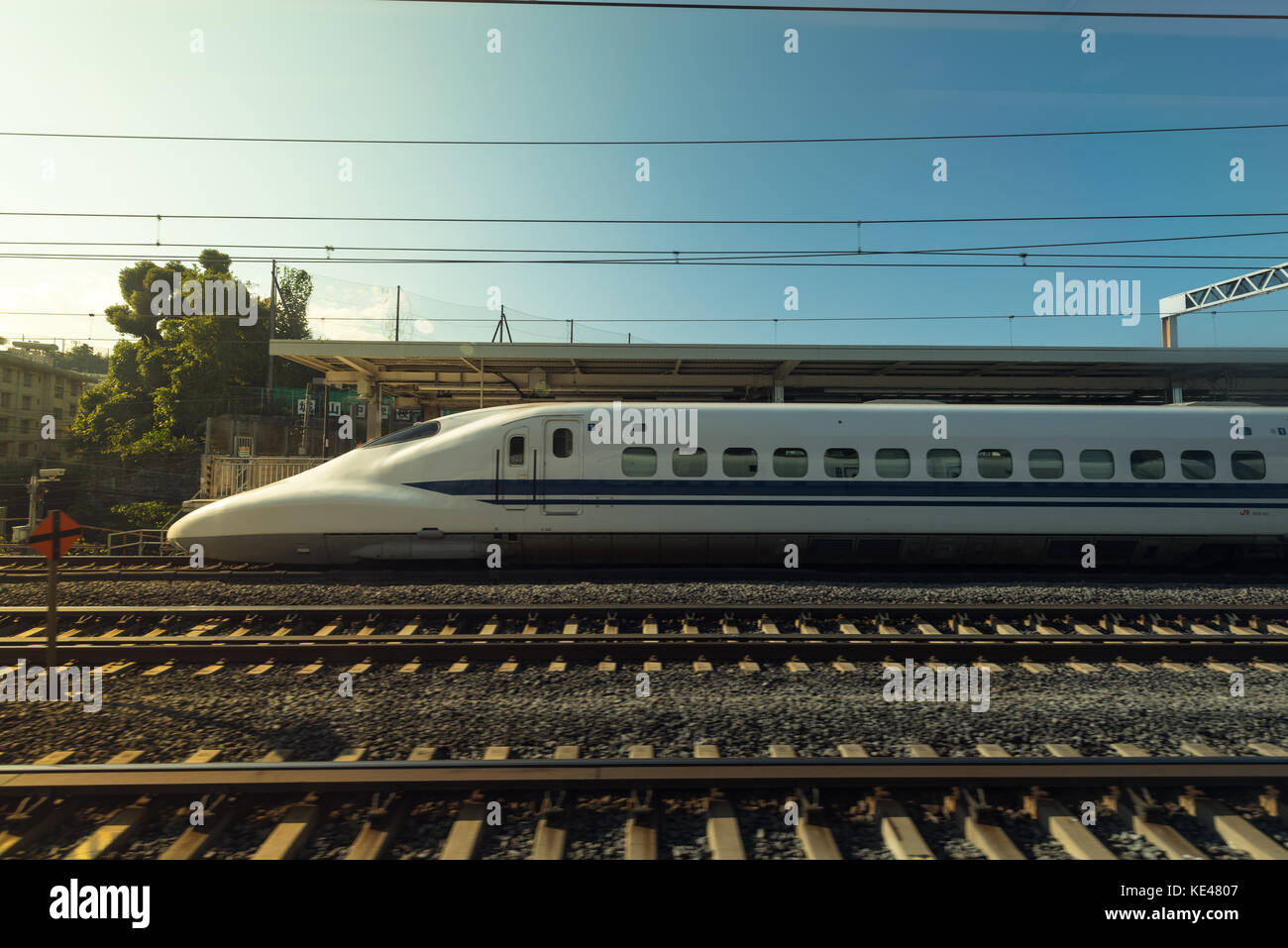 high speed japanese modern train called shinkansen Stock Photo - Alamy
