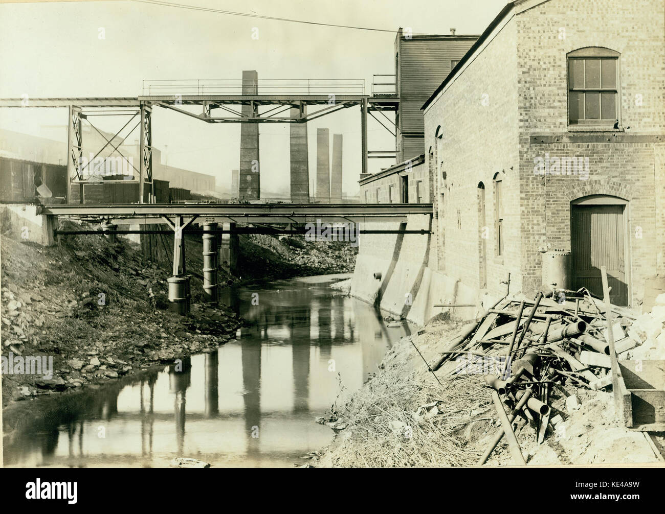 Typical channel encroachment and sewerage ponds in the Manchester ...