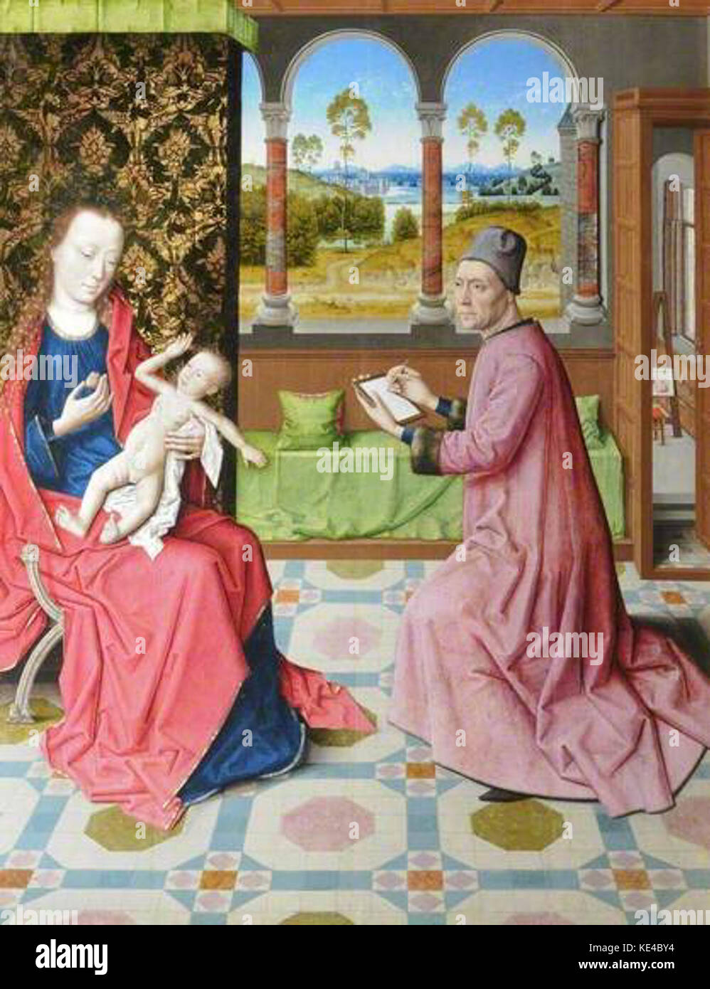 Studio of Dieric Bouts Saint Luke painting the Virgin Stock Photo - Alamy