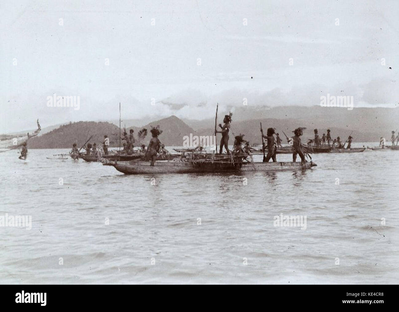 Papuans in proas during a ceremony at Nafri Collectie stichting ...