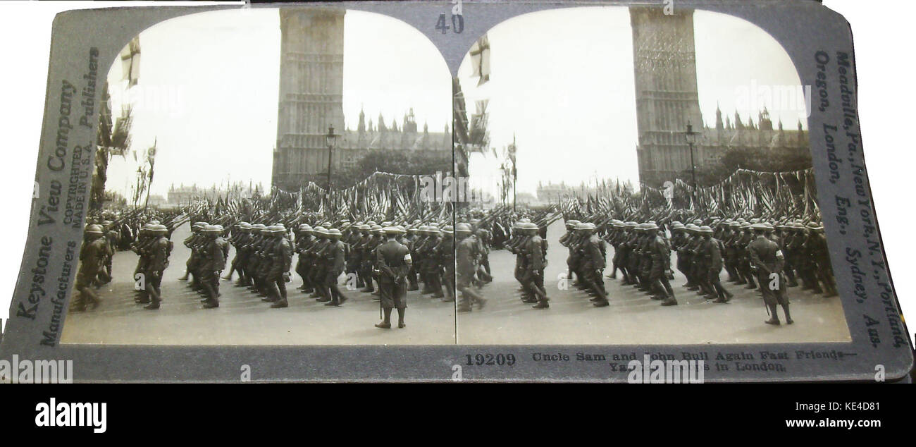 Yankee Troops in London WWI Stereocard Stock Photo - Alamy