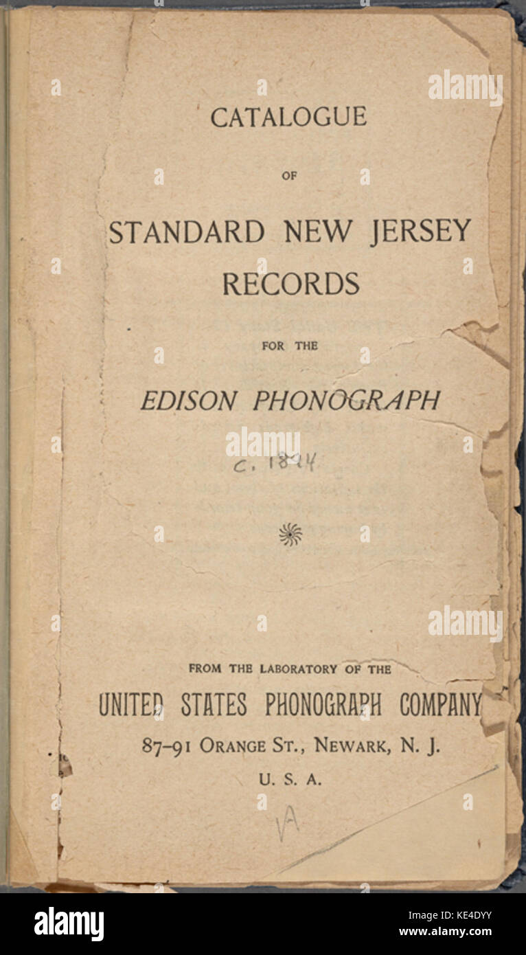 United States Phonograph Company record catalog, ca. 1894 Stock Photo ...