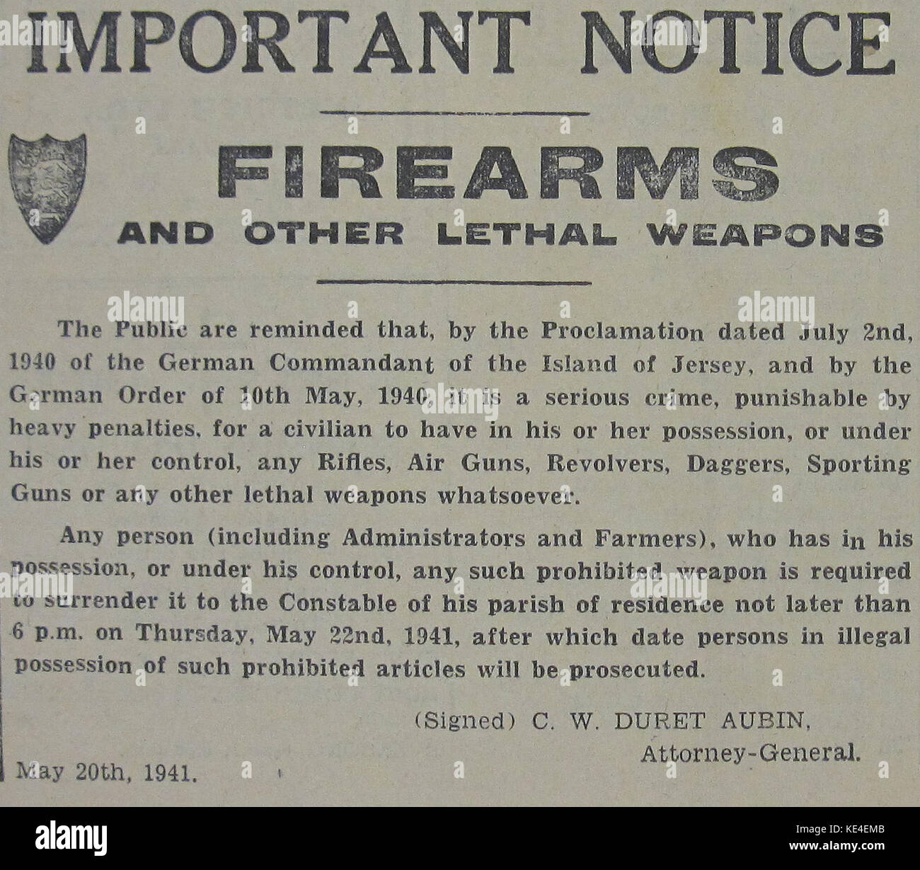 1940s notices hi-res stock photography and images - Alamy