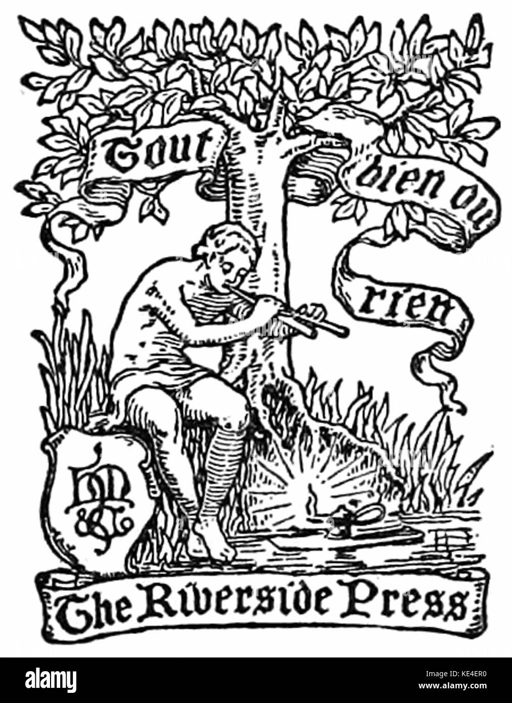 The Riverside Press logo 1897 Stock Photo - Alamy