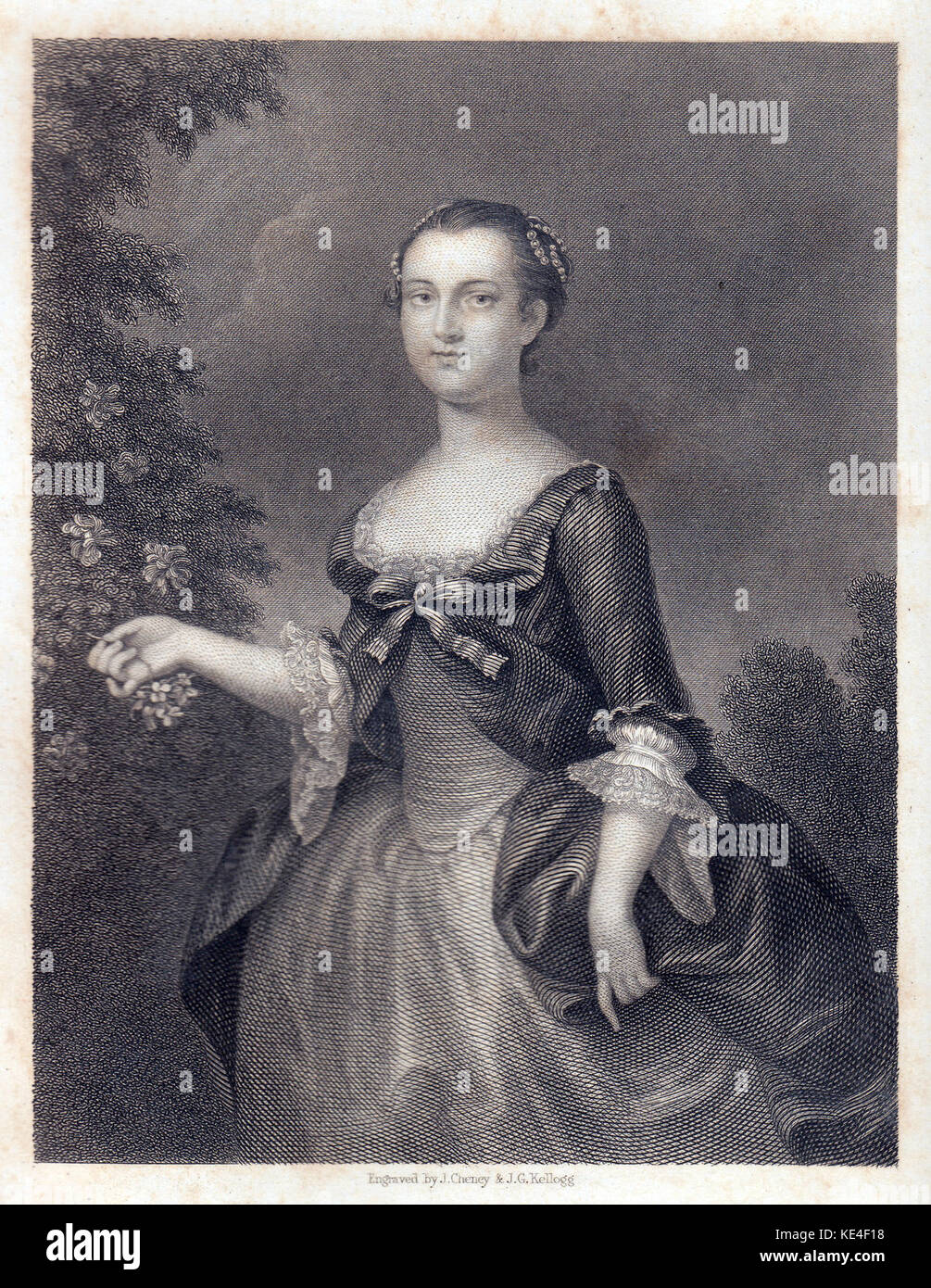 Martha Custis Washington as a young woman circa 1843 (Steel engraving ...