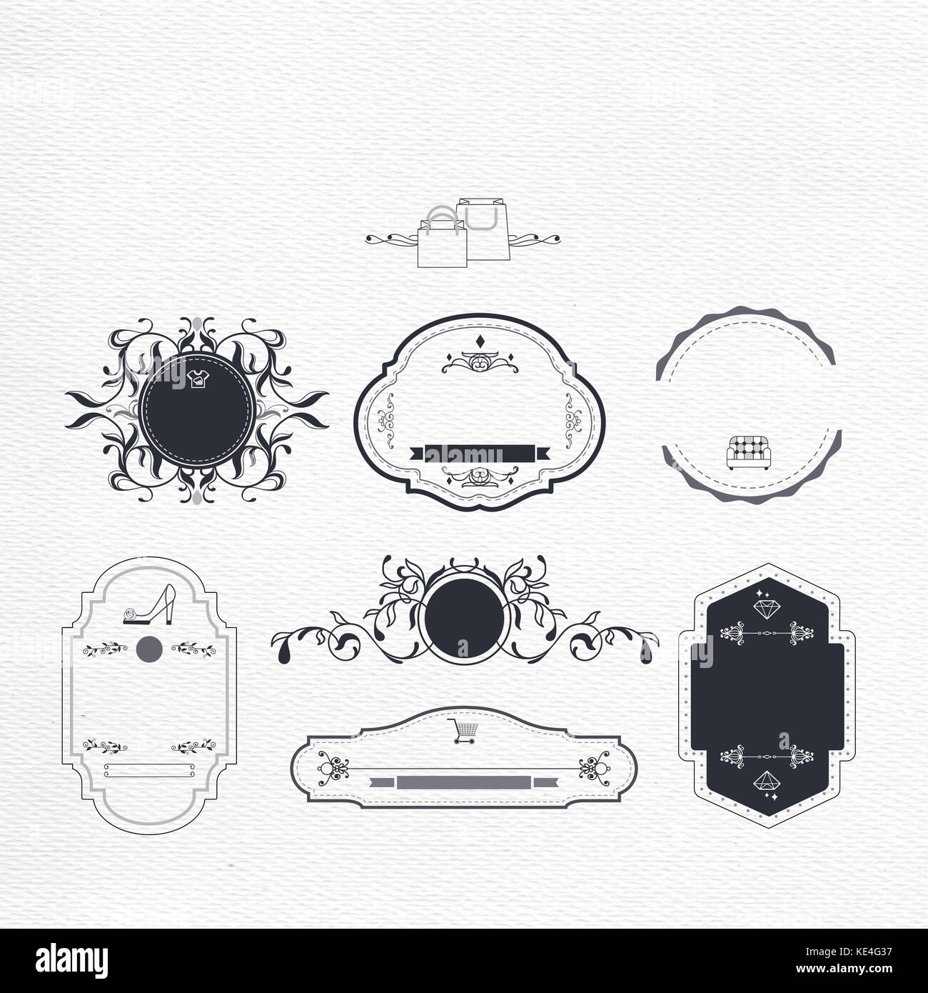 Vintage sticker labels Stock Photo - Alamy