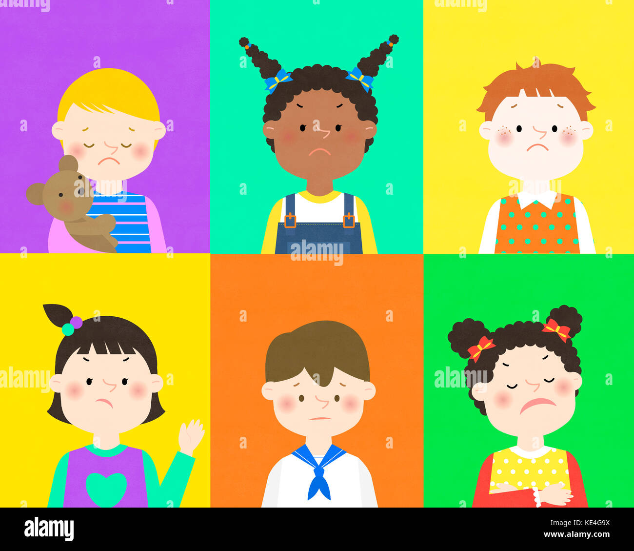 Portraits of multicultural angry children Stock Photo - Alamy