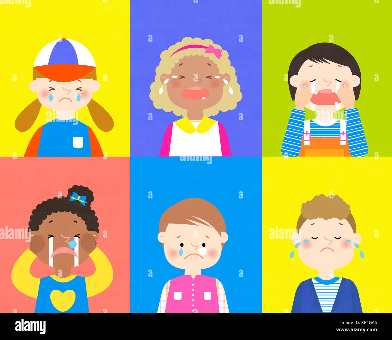 Portraits of multicultural crying children Stock Photo - Alamy
