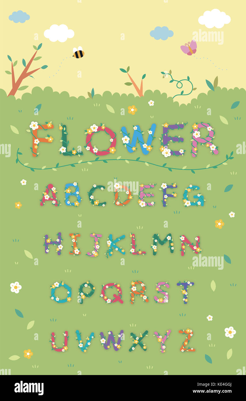 English alphabet letters with flowers Stock Photo - Alamy