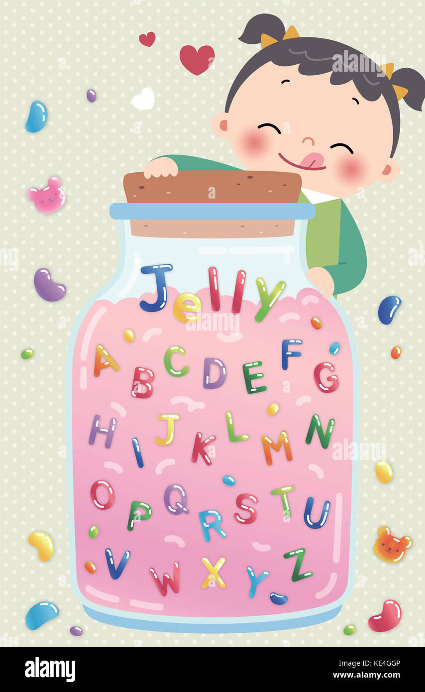 English alphabet letters on jelly jar Stock Photo - Alamy