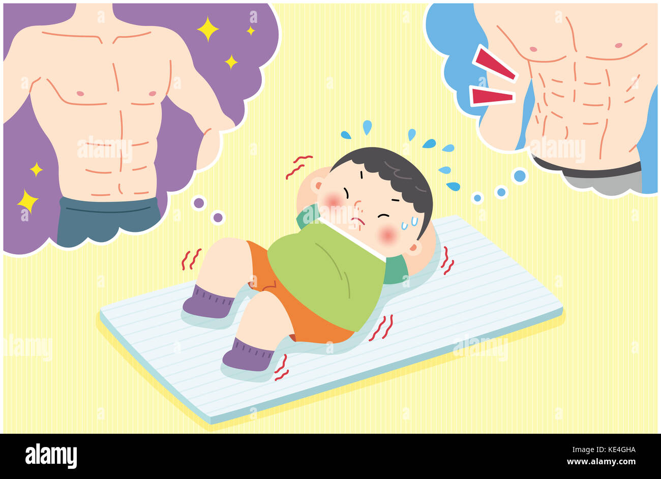 Fat man trying to do sit-up Stock Photo - Alamy