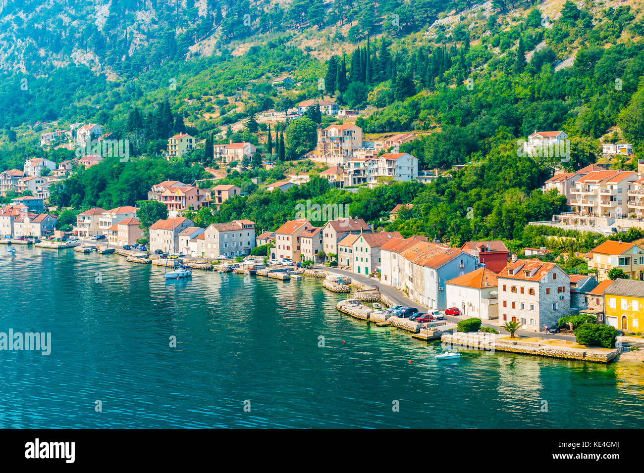 Aerial view bay kotor town hi-res stock photography and images - Alamy
