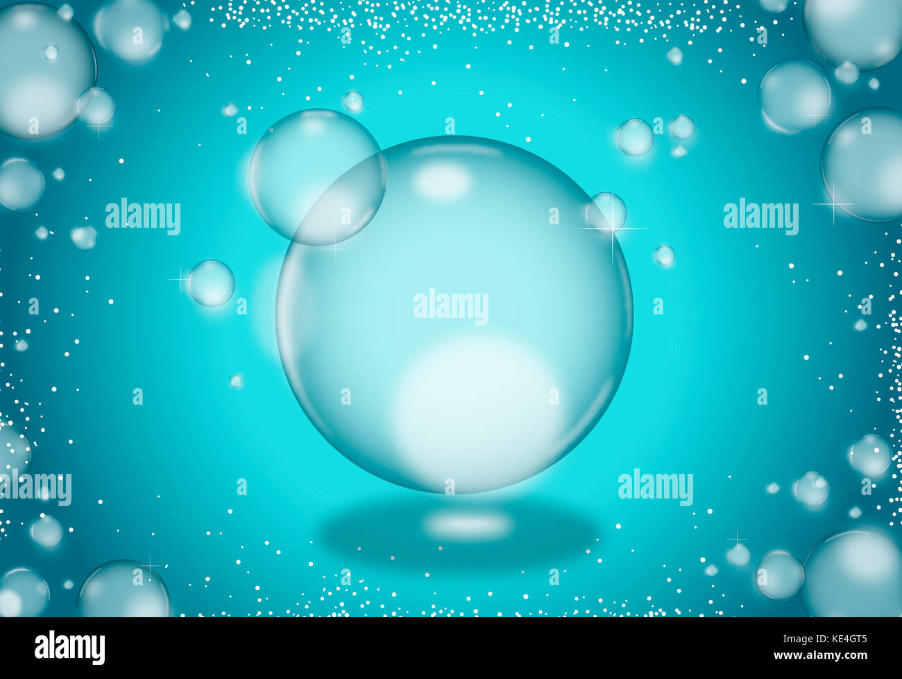 Particles of clean bubbles in blue background Stock Photo - Alamy