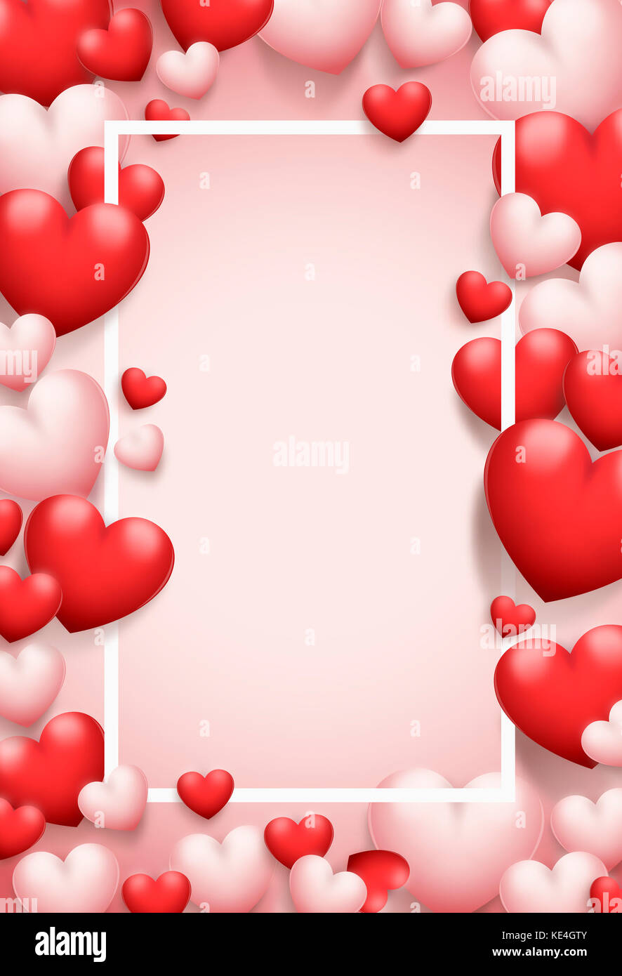 Frame with hearts pink and red Stock Photo - Alamy