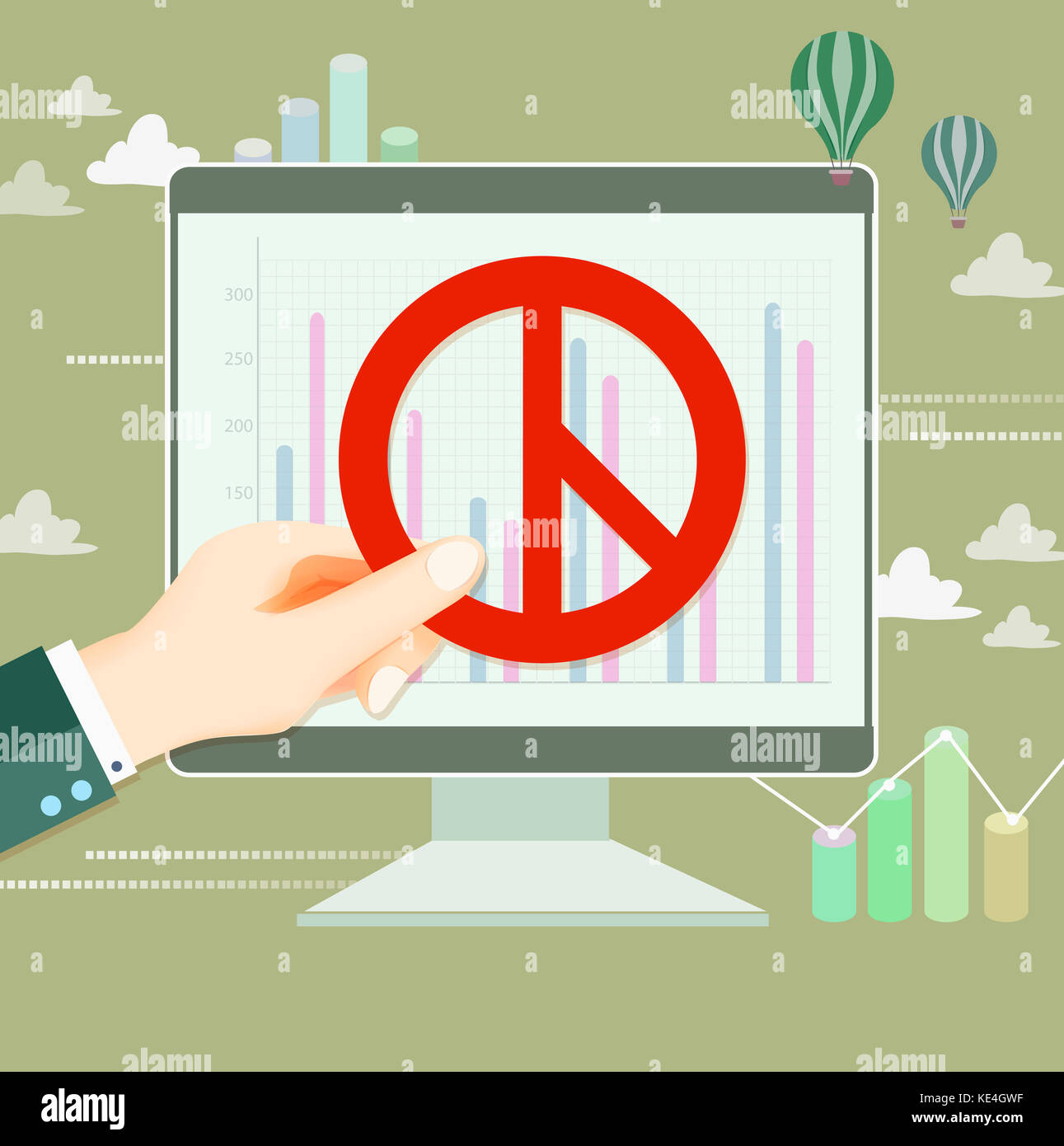 Hand holding voting symbol on computer monitor Stock Photo - Alamy