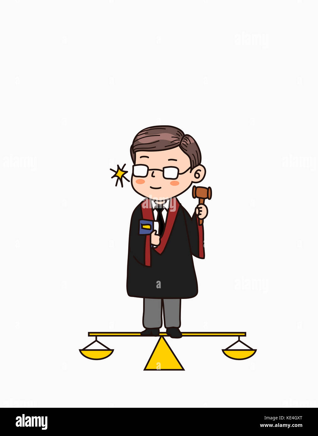 Emoticon of a judge standing on a pair of scales Stock Photo - Alamy