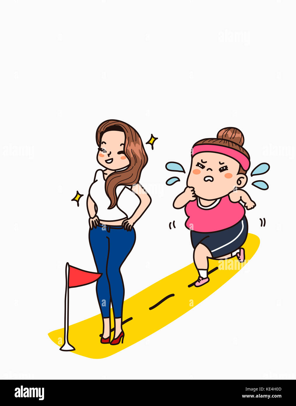 Contrast of two women slim and fat Stock Photo - Alamy