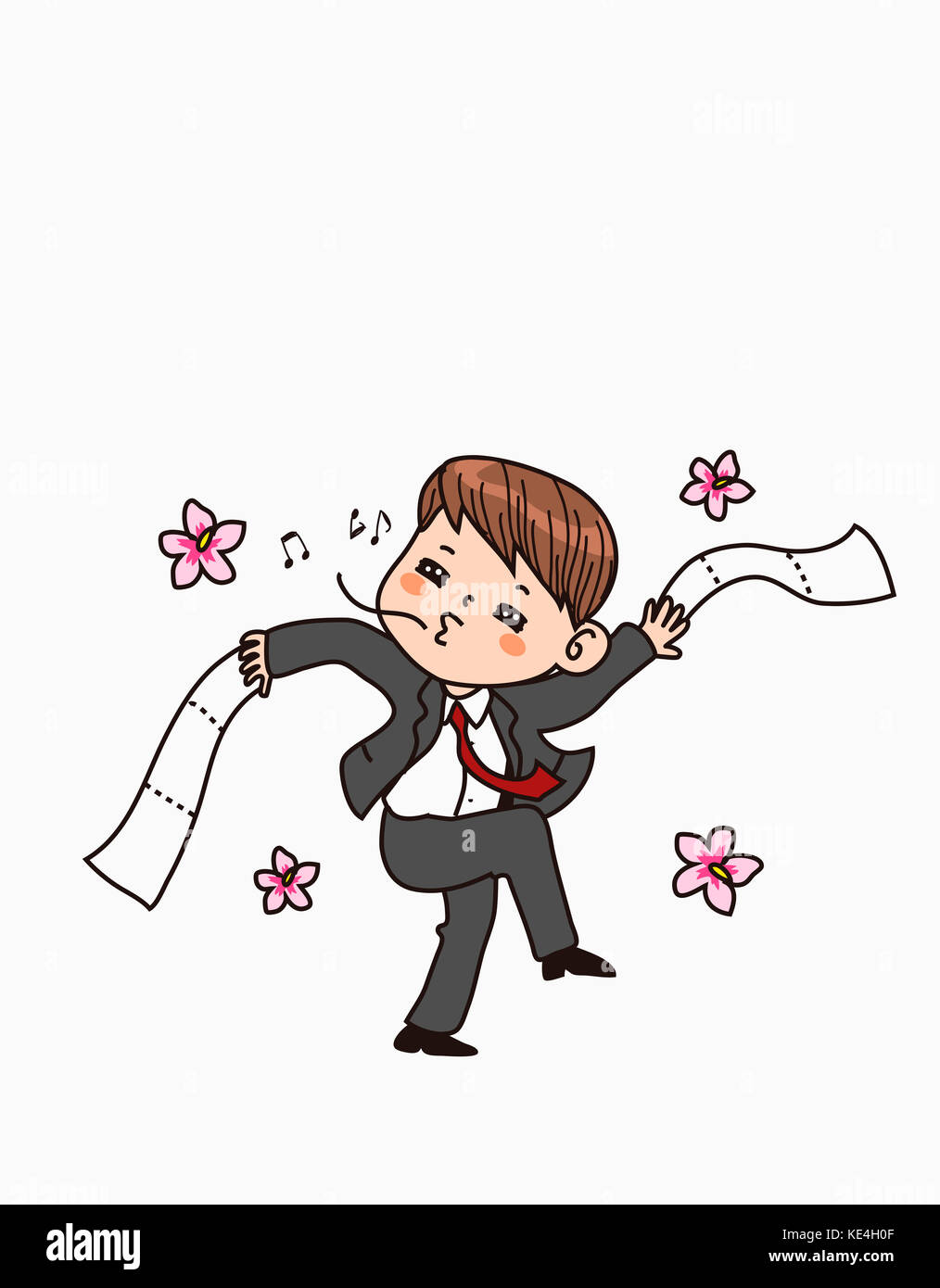 Businessman with toilet paper dancing Stock Photo - Alamy