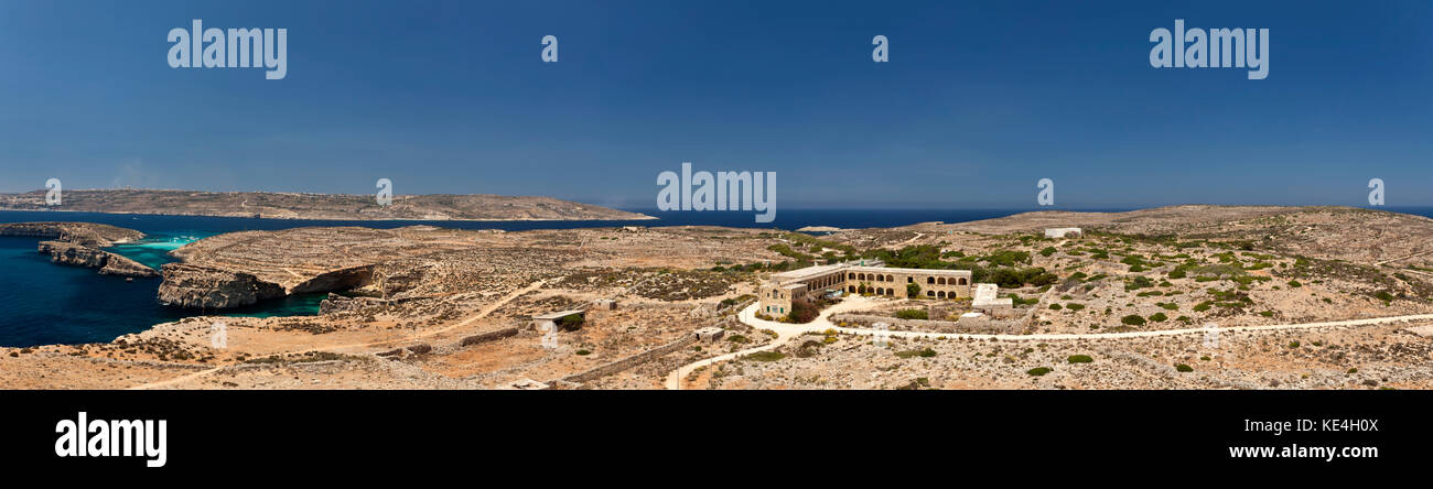 The beautiful view from top of the Sta Maria Tower in Comino. One can ...